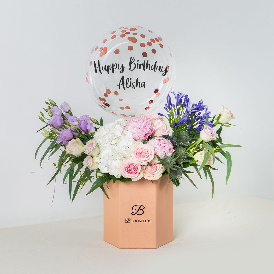 Pandora Peony Balloon Flower Box | Free Delivery | Bloomthis SG