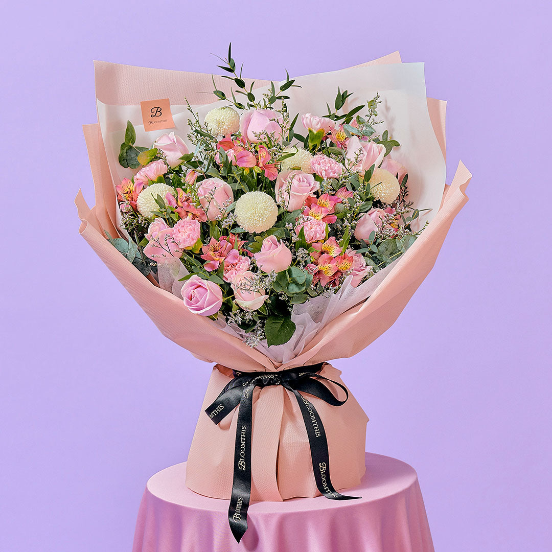 Serena Rose & Carnation Bouquet | Free Delivery | Bloomthis SG