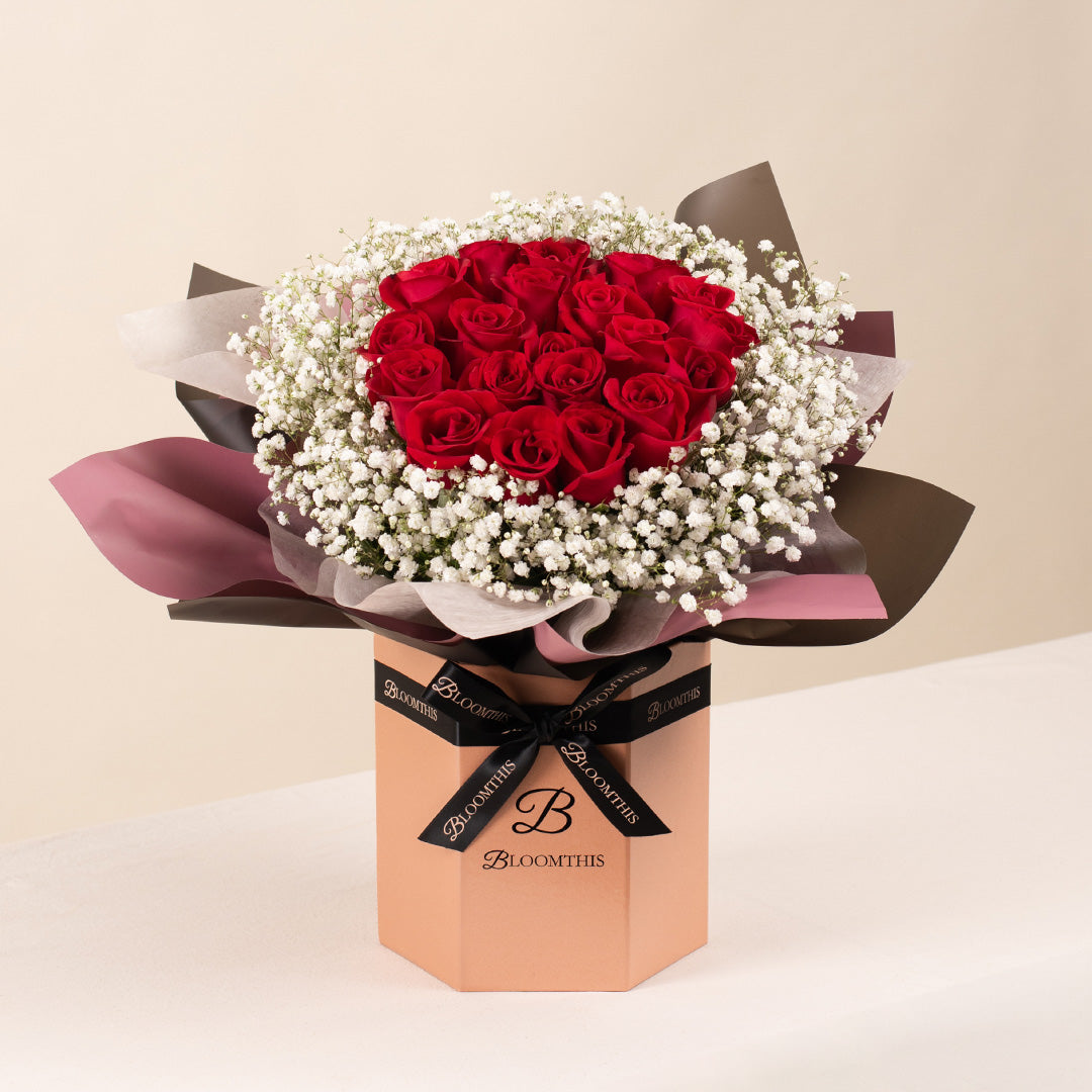 Aphrodite Red Rose Flower Box | Passion Red Rose Flower Box | Bloomthis SG