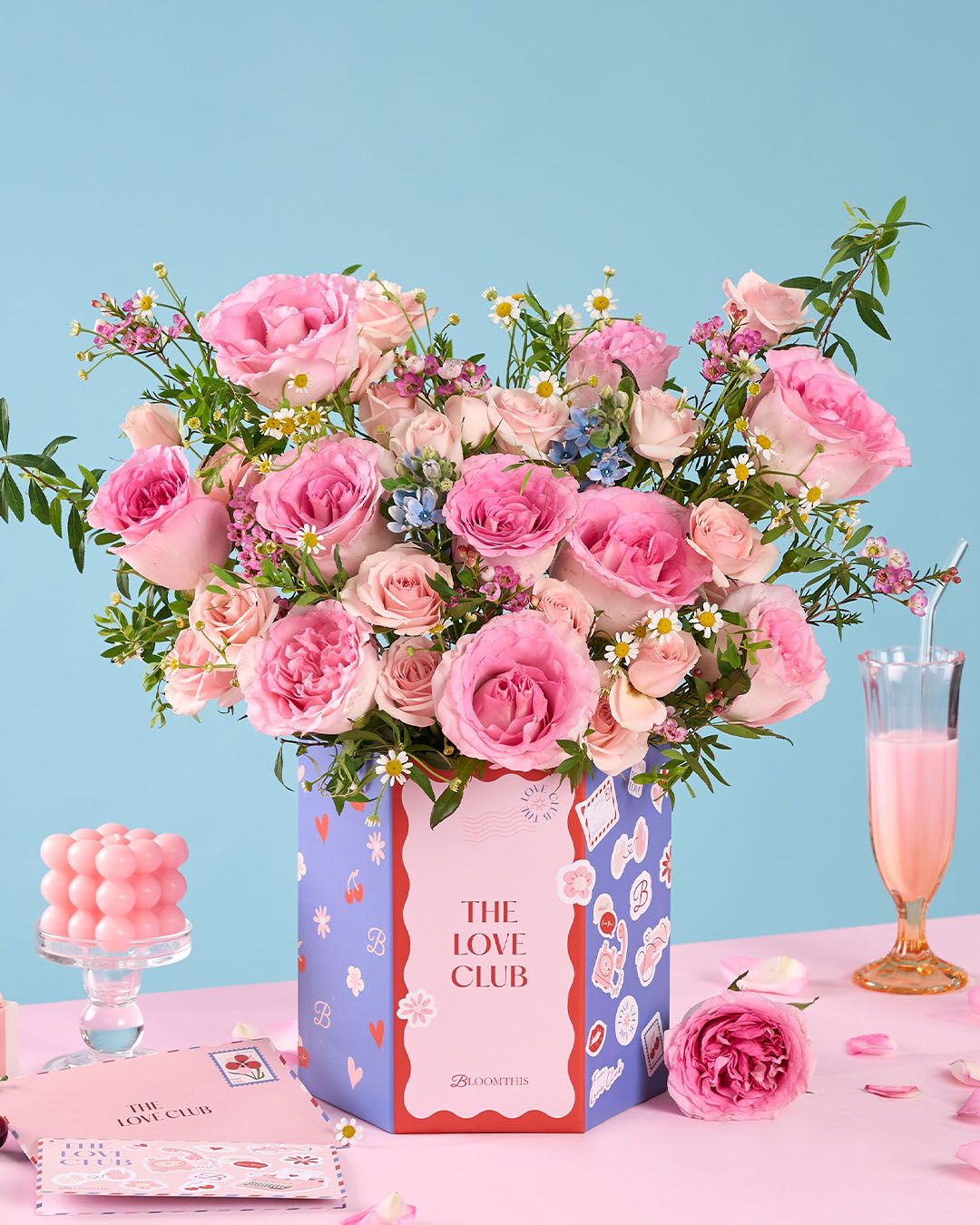 Love Club Lynette Pink Rose Flower Box | Free Same-Day Delivery | BloomThis
