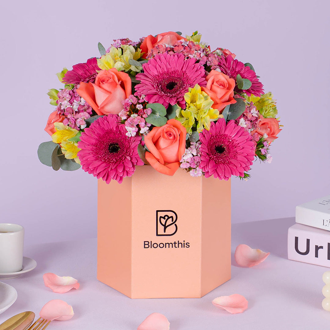 Matilda Gerbera & Rose Flower Box | Convo Flower Bouquet | Bloomthis SG ...