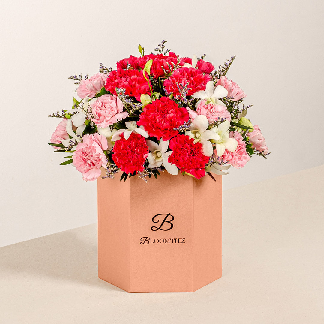 Phoebe Pink Carnation Flower Box | Free Delivery | BloomThis